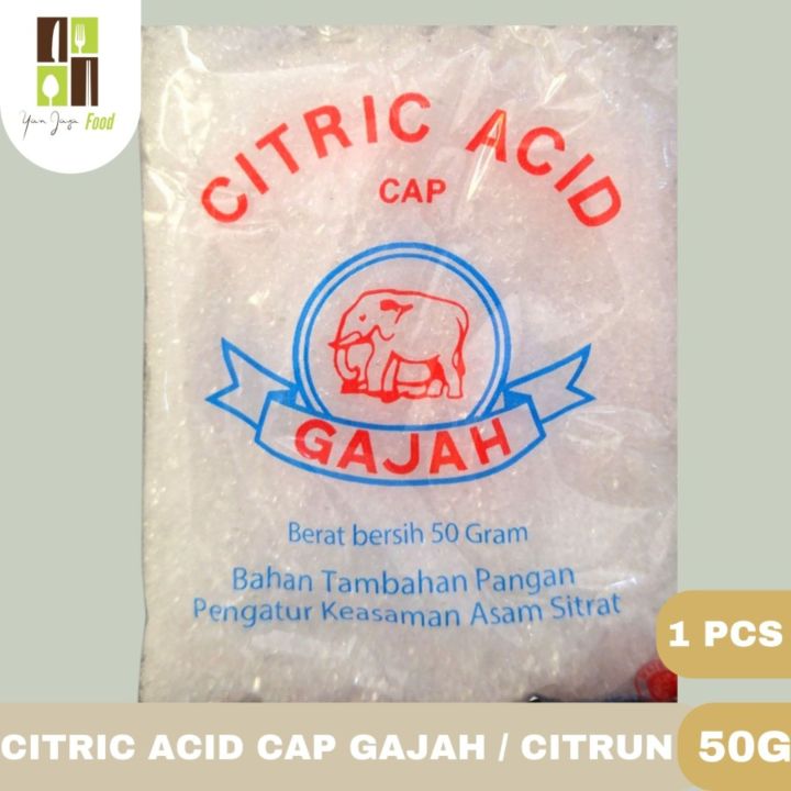 Citric Acid Cap Gajah / Citrun / Sitrun/ Asam Sitrat Sachet 50g ...