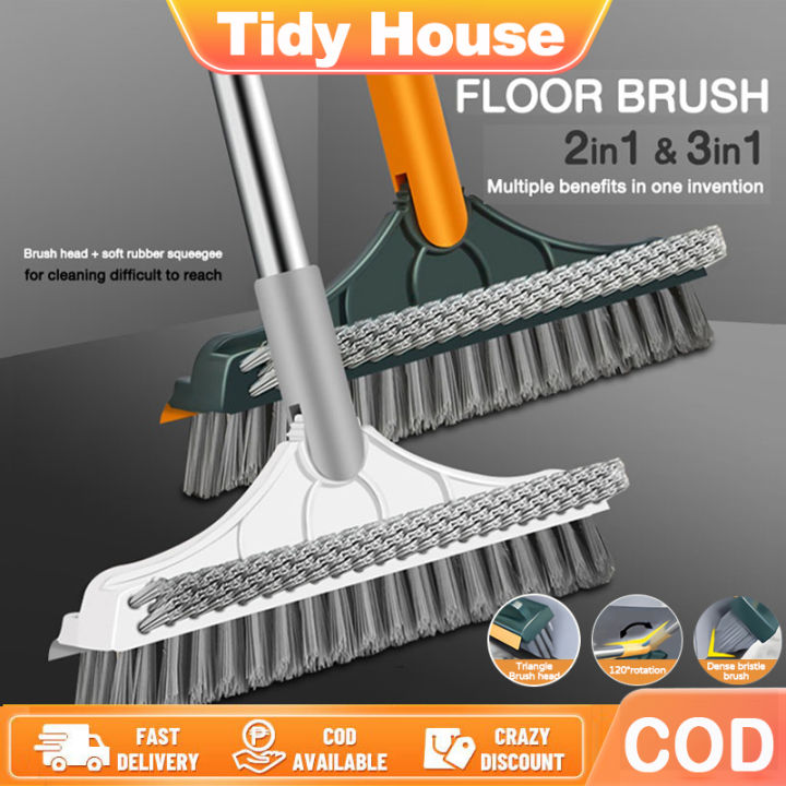 Tidy house 3 in 1 Rotating Floor Cleaning Brush Long Handle Removable ...