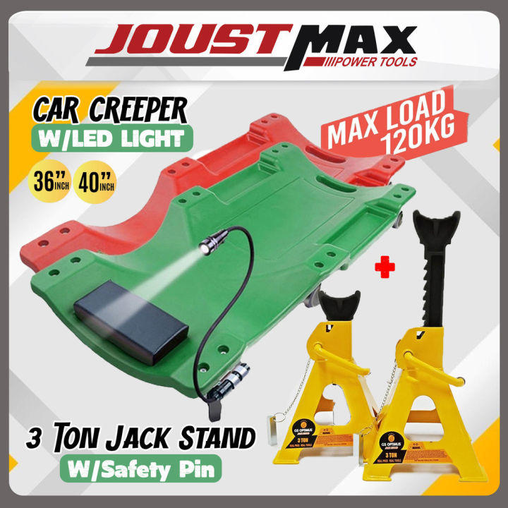36 Inch 40 Inch Car Creeper with Lights + 3 Ton Jack Stand Safety Pin ...