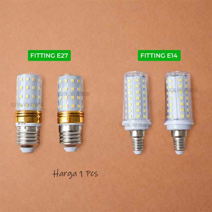 Lampu bohlam 5w 6w led fiting e14 e27 corn candle 220v cahaya 3in1 ...