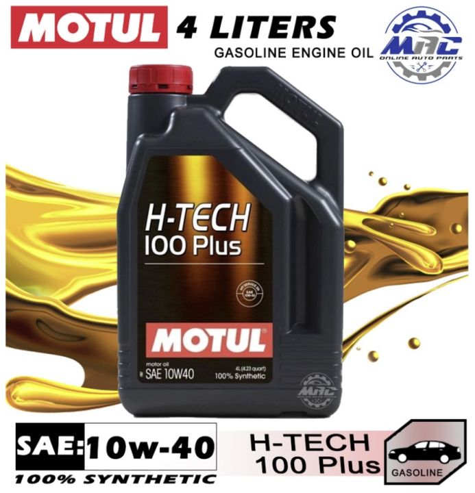 Motul H-Tech 100 Plus 10w40 100% Synthetic 1 liter and 4 Liters Gallon ...