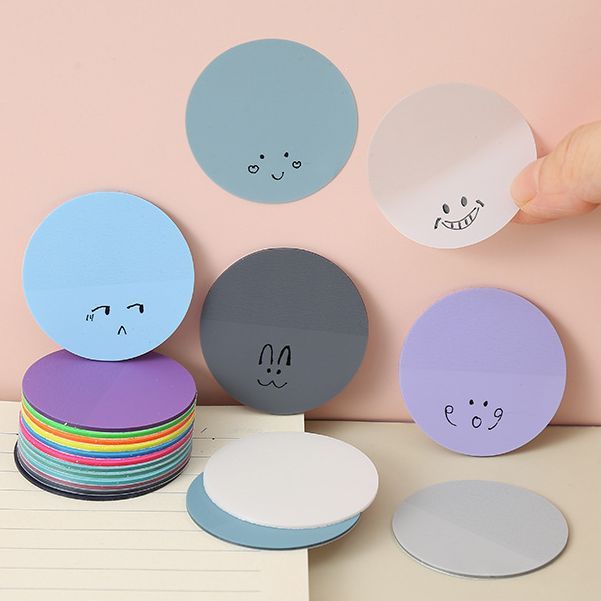 🔥chageey👍 Colored Sticky Notes （round）Memo Pad Student Stationery ...