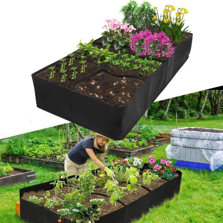 1/4/8 large rectangular planter bag garden raised planter bed Reusable ...