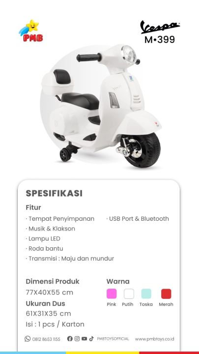 Mainan Motoran Aki M-788 (Vespa) PMB M 399 EMT 2236 | Lazada Indonesia