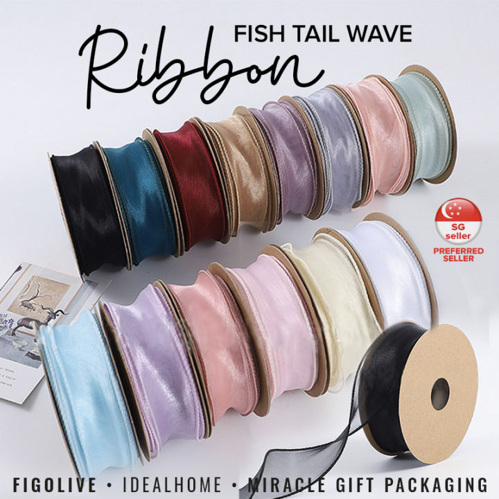 [SG Ready Stock] 4cm wide Fish Tail Ribbon 9meter per roll / Organza ...