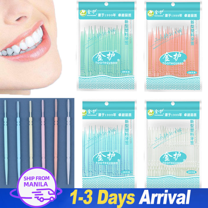 🔥Fast Shipping🔥100pcs Double-Head Oral Care Toothpick Floss Interdental ...