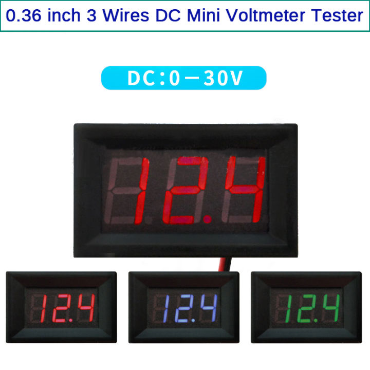 3 Wire Mini Dc Voltmeter 0 36 Inch Red Blue Green Digital Display