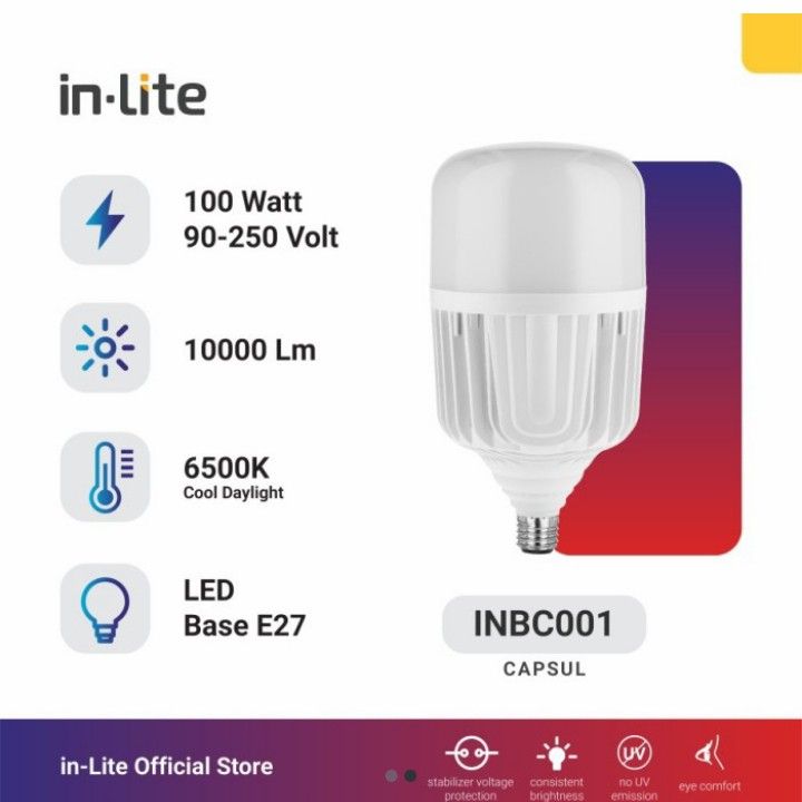 Lampu Led InLite Bulb Tabung Kapsul 100w Putih INBC001 E40 220v ...