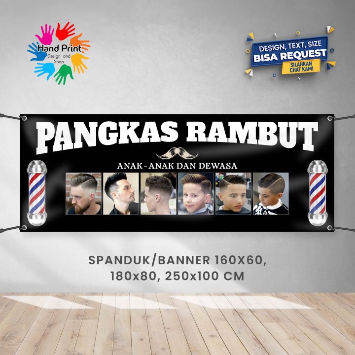 Spanduk Banner Barbershop Pangkas Rambut Cukur Rambut Haircut Warna ...