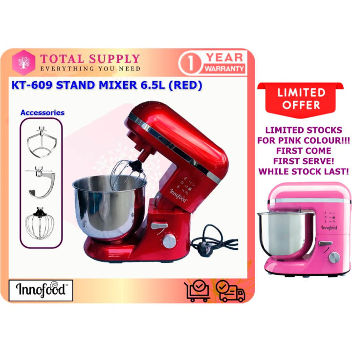 KT-609 6.5L STAND MIXER INNOFOOD KT609 INNOFOOD MIXER / RED / BAKING MIXER / DOUGH / WHISK ...