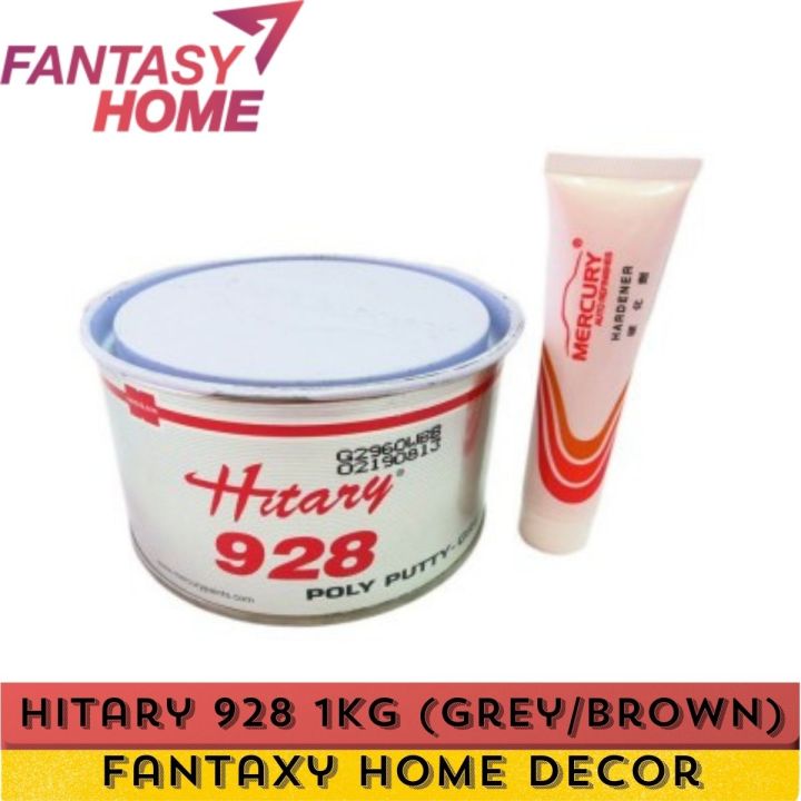 Hitary 928 Car Poly Putty 1kg (Brown/GREY) With Hardener / Putty Filler ...