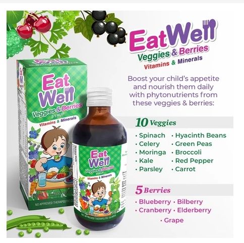 EATWELL Veggies & Berries Appetite Booster Multivitamins Syrup for Kids ...