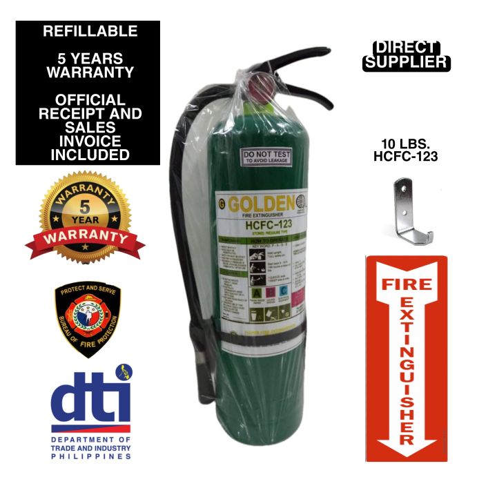 Fire Extinguisher 10 lbs. HCFC 123 5 Years Warranty (Refillable ...