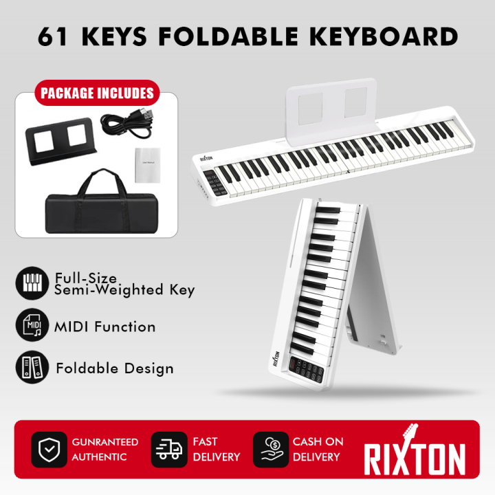 Rixton Folding Piano 61 Key Keyboard Digital Piano with MIDI Portable ...