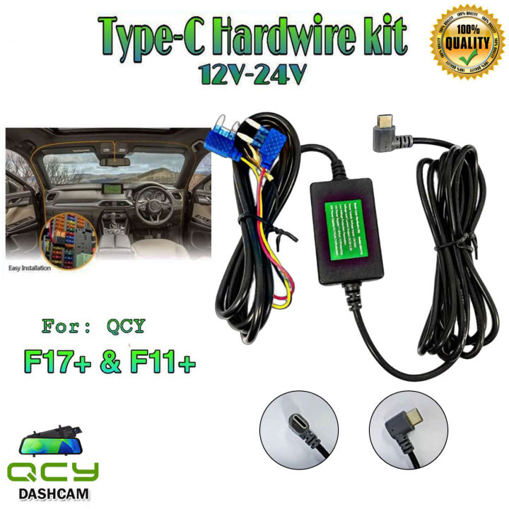 QCY TYPE-C 12V/24V HARDWIRE KIT FOR QCY NEW F11+ AND F17+ Dash Cam ...