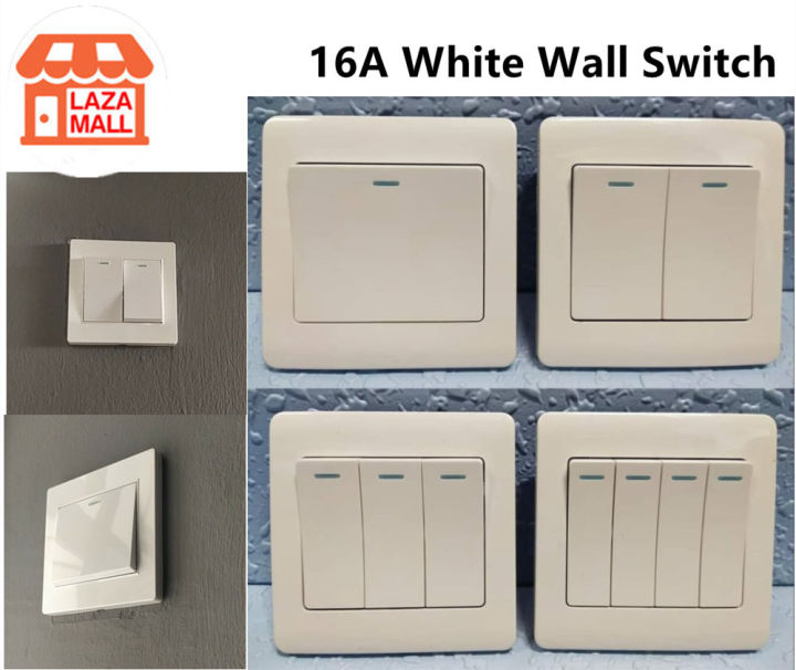 16A 6gang 5gang 4gang 3gang 2gang 1gang 1way 2way White Wall Switch ...