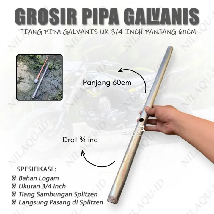 GROSIR Pipa Galvanis Drat 3/4 60 cm Tiang Besi Pipa Galvanise Panjang ...