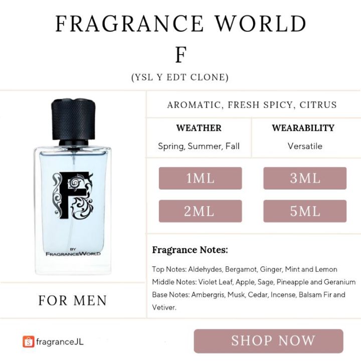 【COD】 Fragrance World F (YSL Y EDT Clone) Decant | Lazada PH
