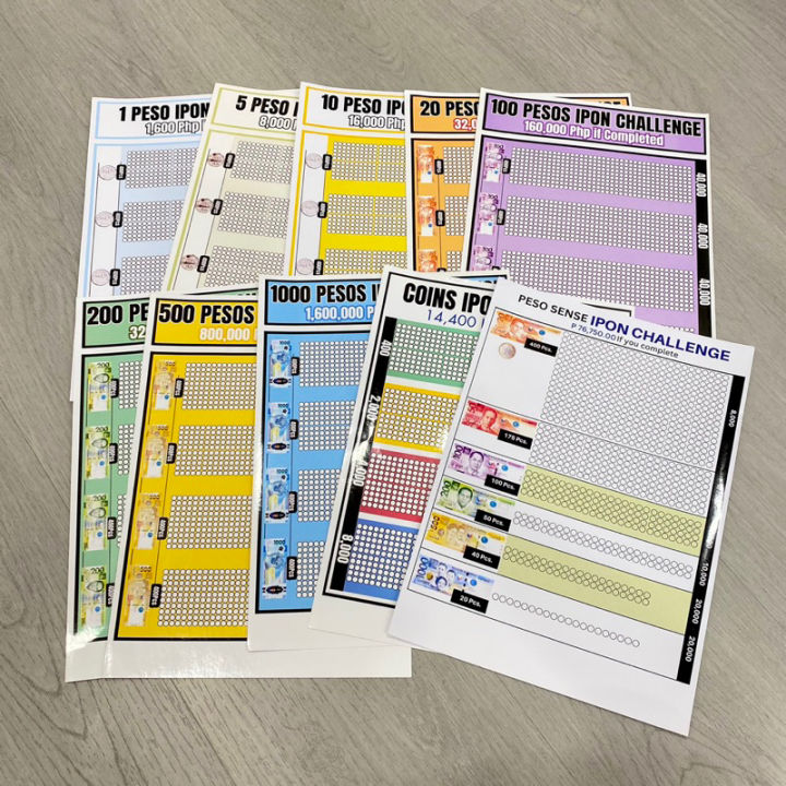 Ipon Chart Guide Sticker Label Peso Sense Ipon Challenge & 1 Bill ...