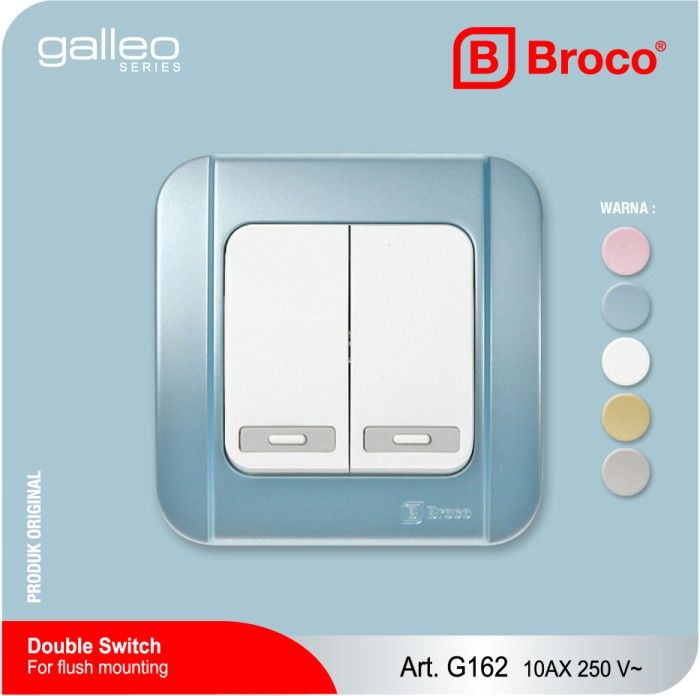 SAKLAR DOUBLE SWITCH / SERI BROCO GALLE0 G162 | Lazada Indonesia
