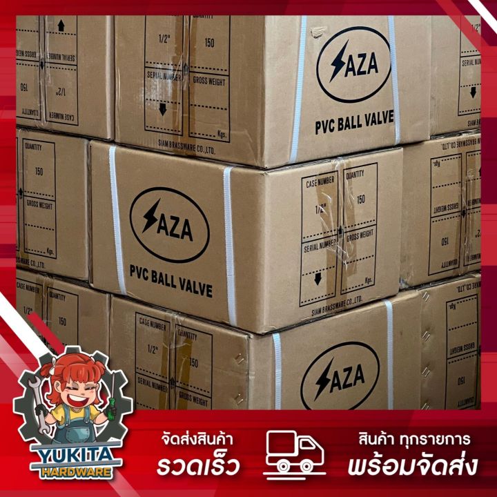 (ยกลัง 36 ชิ้น) SAZA ขนาด 1-1/2 นิ้ว บอลวาล์วพีวีซี PVC อย่างดี เนื้อ ...