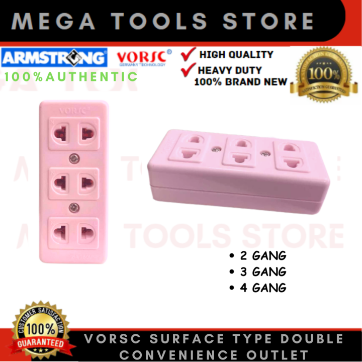 VORSC SURFACE TYPE DOUBLE CONVENIENCE OUTLET (3 GANG / 2GANG / 4GANG ...