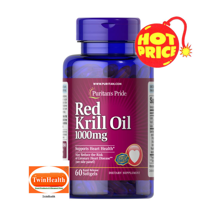 Puritan's Pride Red Krill Oil 1000 mg (170 mg Active Omega-3) / 60 Softgels | Lazada.co.th