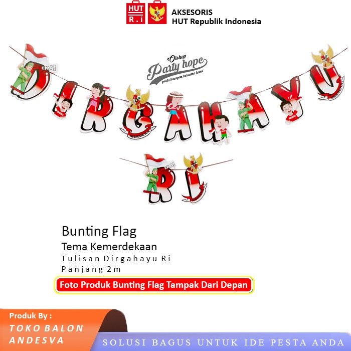 Banner Dirgahayu RI SHAPE / Bunting Flag Dirgahayu RI Bendera HUT RI ...
