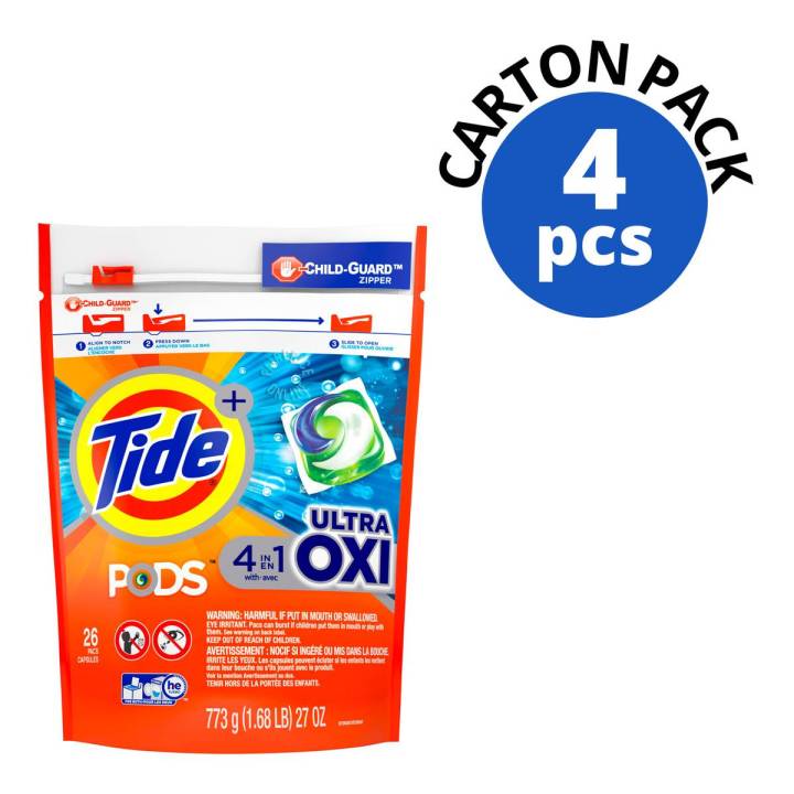 [Bundle of 4] Tide Liquid Laundry Detergent Pods Carton 4 x 26 per pack ...