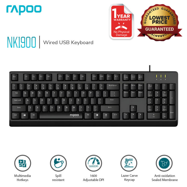 Rapoo NK1900 Wired Keyboard Entry level Spill-resistant Wired Keyboard | Lazada PH