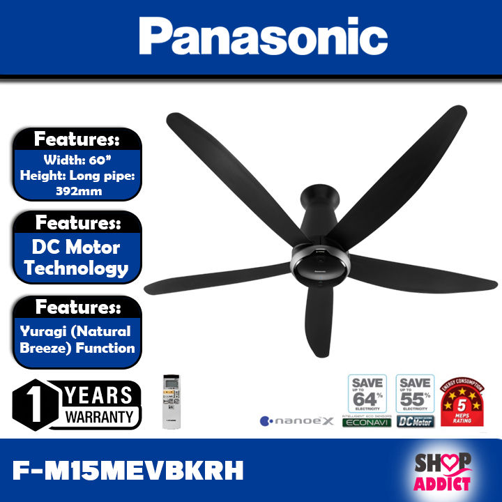 Panasonic ECONAVI Technology Ceiling Fan 5 Blades 60inch F-M15MEVBKRH ...