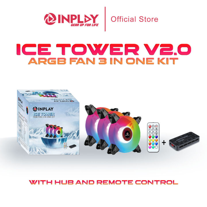 Inplay ICE TOWER 3-In-1 Case Fan Kit | ARGB Dual Sync Mode With Remote ...