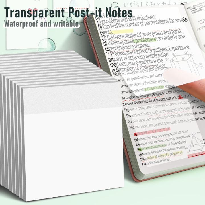 50 Sheets Set Transparent Writable Adhesive Sticky Note Post Notes ...