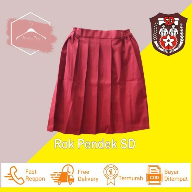 Rok Anak SD Pendek Warna Merah , Putih & Coklat Alghina Seragam Sekolah ...