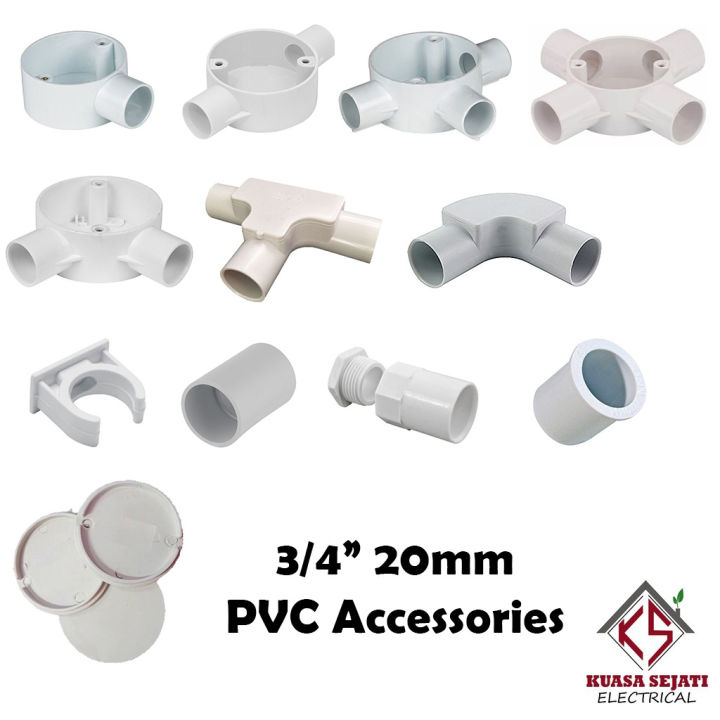 3/4" 20mm PVC Conduit Fitting Box Accessories - 1way, 2way, 3way, 4way, Clip Saddle, Coupling ...