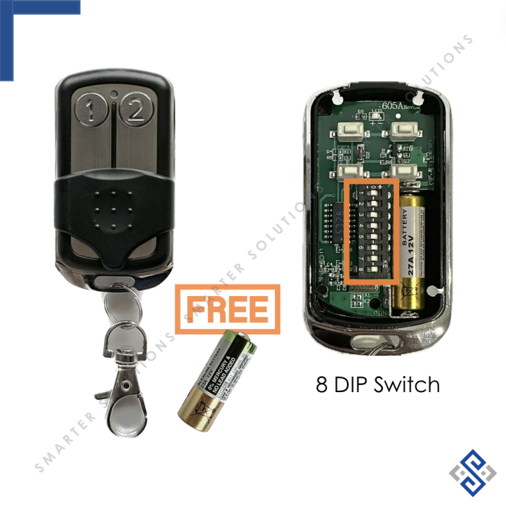 AUTOGATE REMOTE CONTROL KEY 8 DIP SWITCH 2 CHANNEL 330 MHZ / 433 MHZ (SILVER) | Lazada