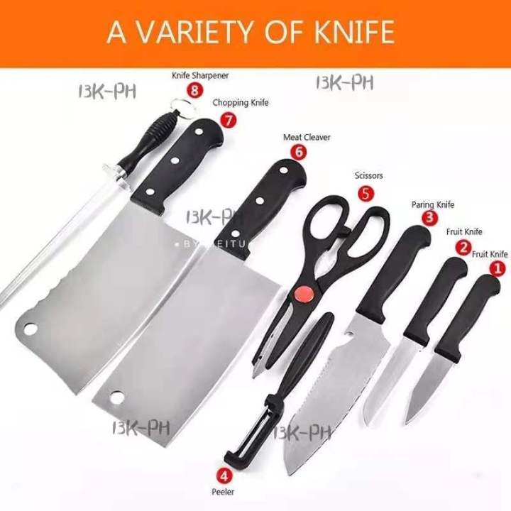 8PCS SET KITCHEN KNIVES WITH PEELER AND SCISSOR | Lazada PH