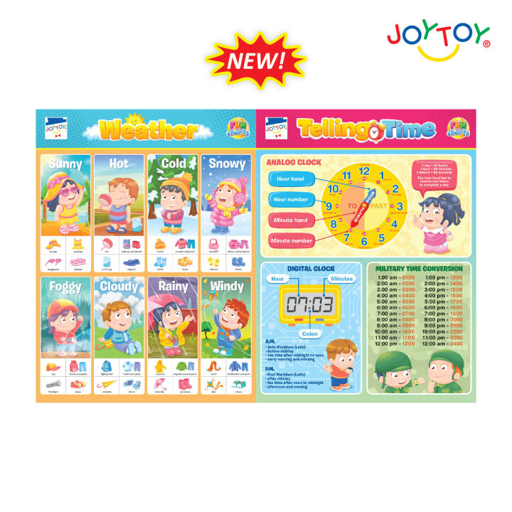 JOYTOY Weather & Telling Time 2-in-1 Fun Charts | Lazada PH
