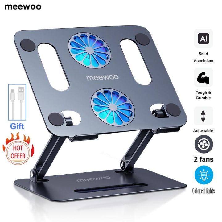 Meewoo Laptop Stand With Fan Aluminum Adjustable Laptop Stand Laptop ...