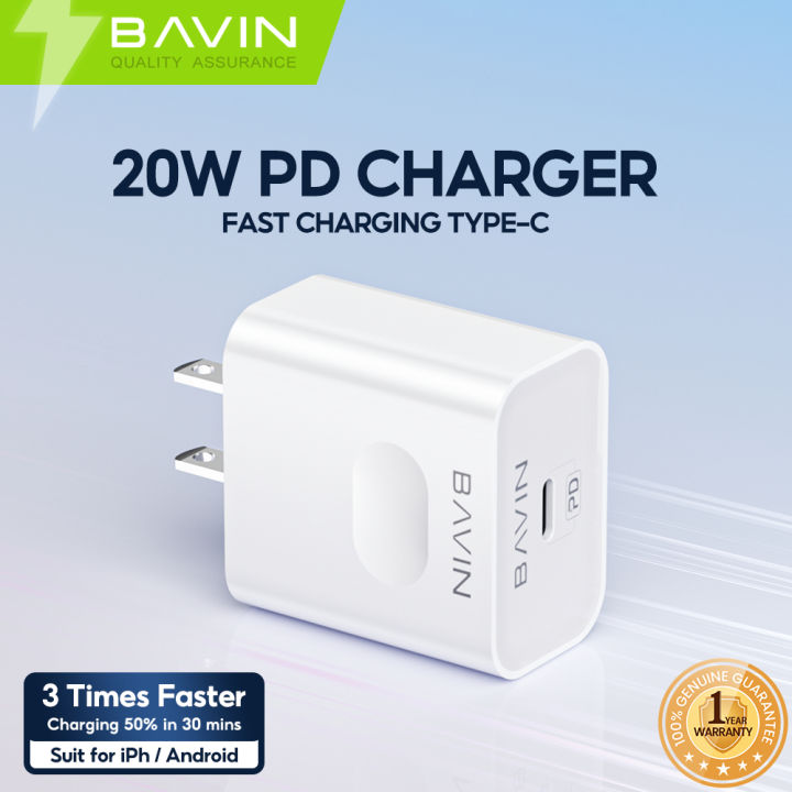 BAVIN PC837 20W PD Fast Charging Type-C Adapter Fireproof & Heat ...