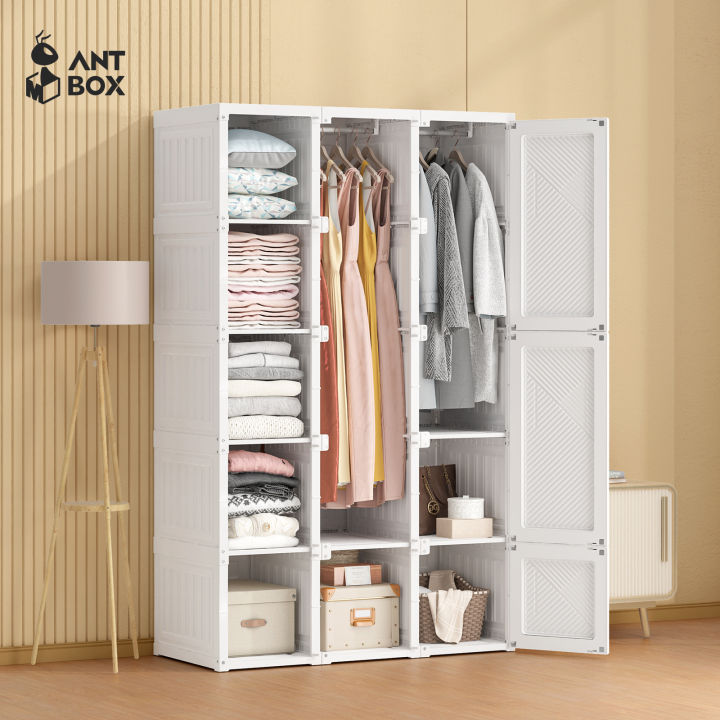 ANTBOX Wardrobe Closet Cabinet White 6-14 Cubes Plastic Wardrobe ...