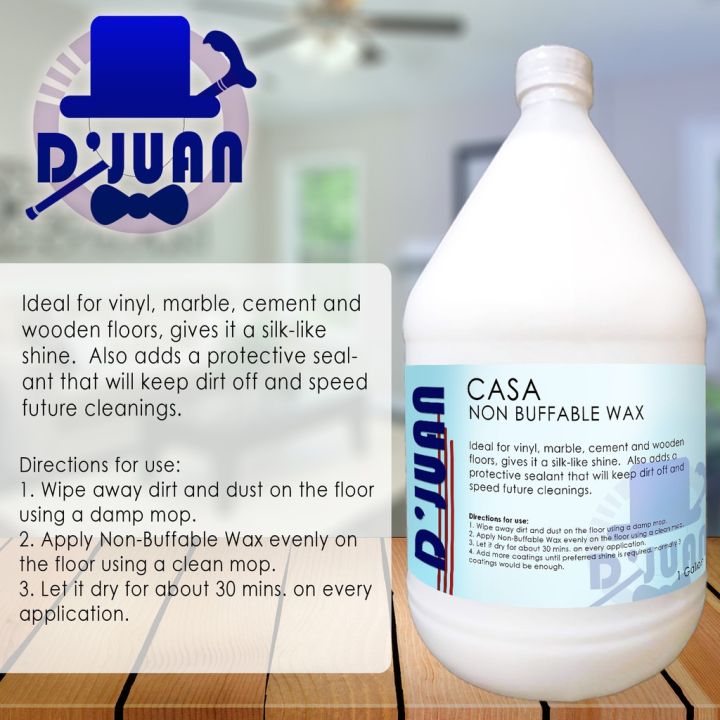 DJuan Casa Non Buffable wax - 1 Gallon ( Floor Liquid Sealer Wax) (for ...
