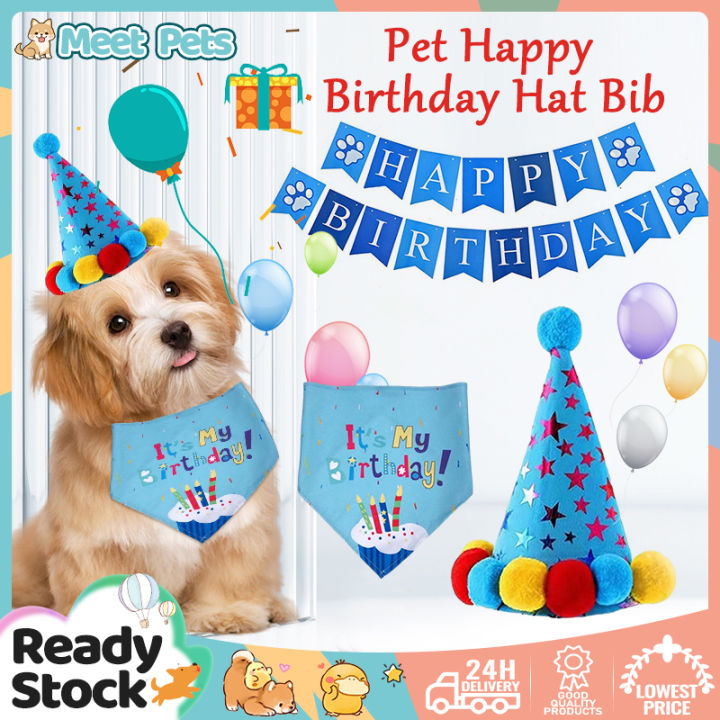 Pet Happy Birthday Hat Bib，Pets Happy Birthday Decoration Dog Costume ...