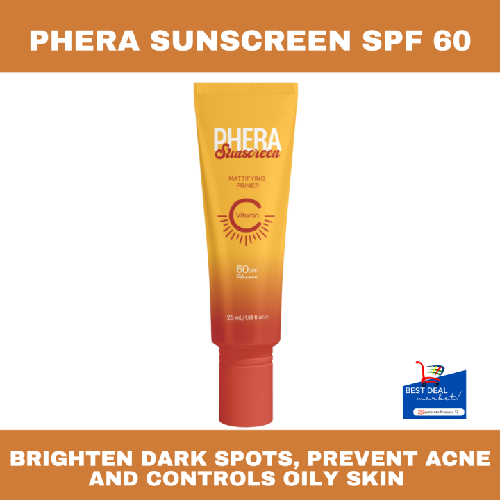 PHERA Sunscreen SPF60 with Mattifying Primer 25ml | Lazada PH
