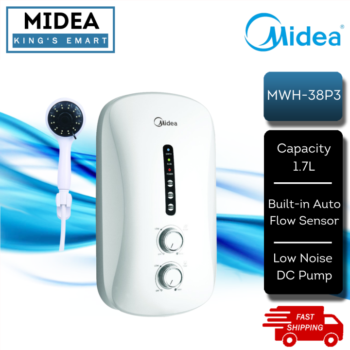 Midea P3 Series Water Heater with DC Silent Pump MWH-38P3 White | Lazada