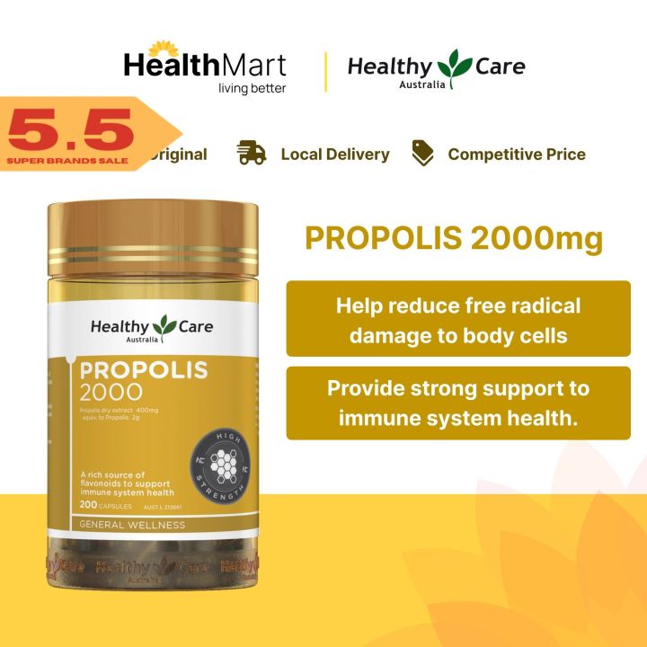 [SG] Healthy Care Propolis 2000mg, 200 Capsules (For Immune System ...