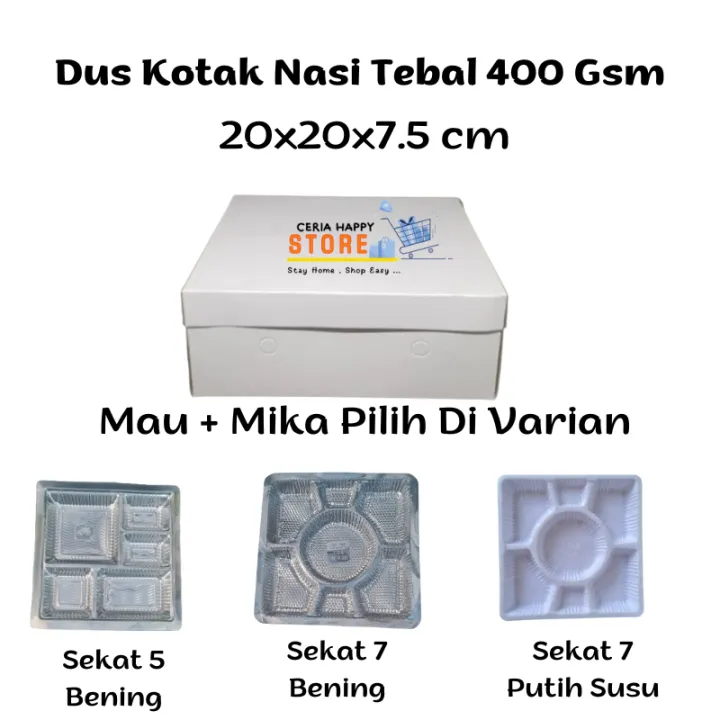 Box Dus Nasi Kotak 20x20 Isi 50 Pcs Polos Tebal 400 Gsm l Kotak Nasi ...
