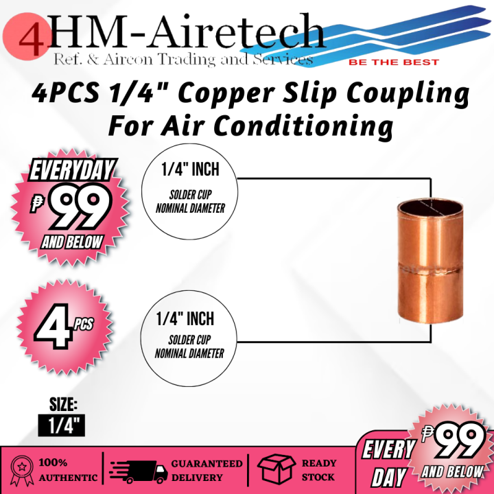 4HM 4PCS 1/4" Copper Slip Coupling | Lazada PH