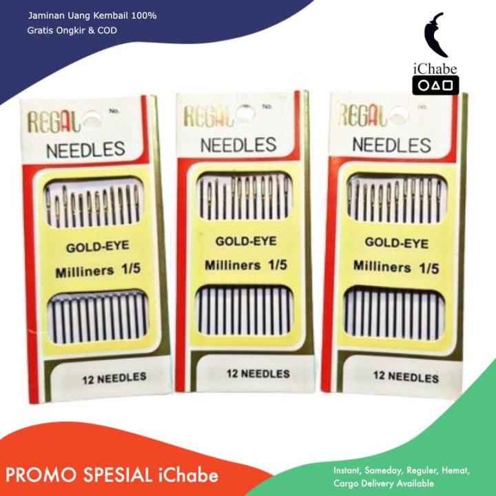 [Bisa COD NEW] NA Jarum Jahit Tangan Regal Gold Eye Miliners / Jarum ...