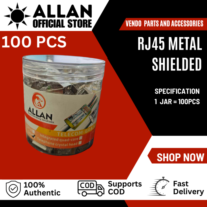 Allan 100pcs CAT6 FTP RJ45 Passthrough/Pass through Metal shield ...